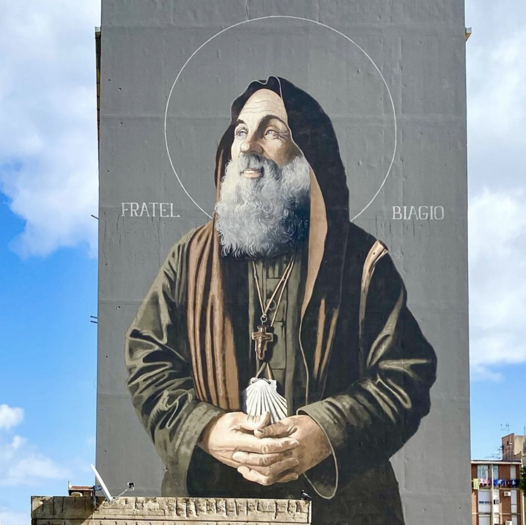 Palermo. Murales Fratel Biagio la dedica dell'autore